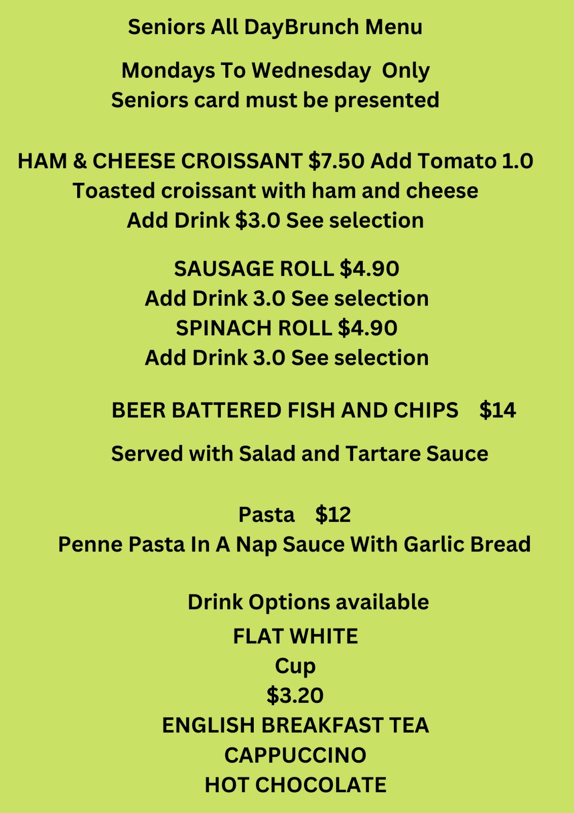 Our Menus – Village Cafe Whiteman Park